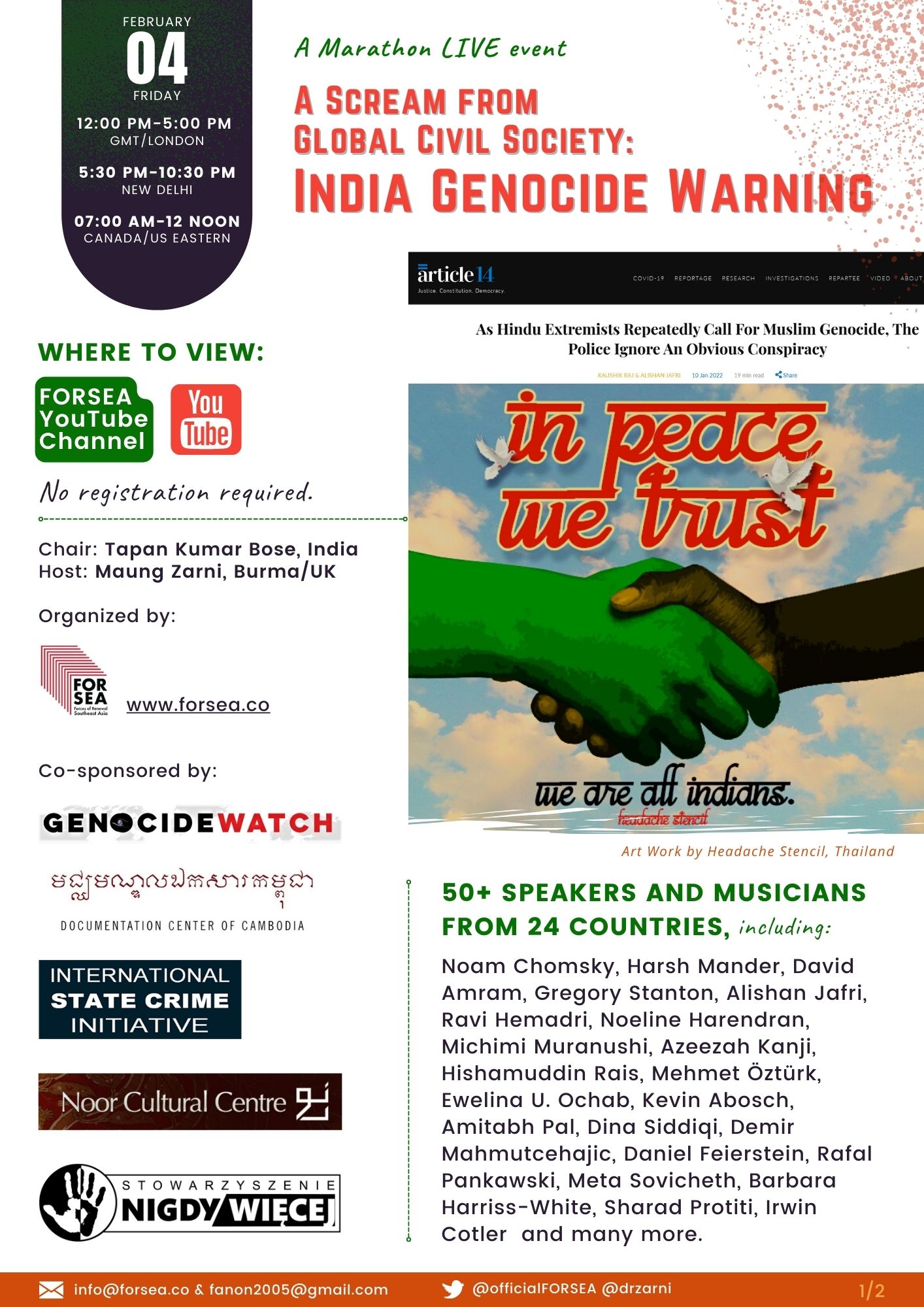 INDIA GENOCIDE WARNING - Stowarzyszenie „NIGDY WIĘCEJ”